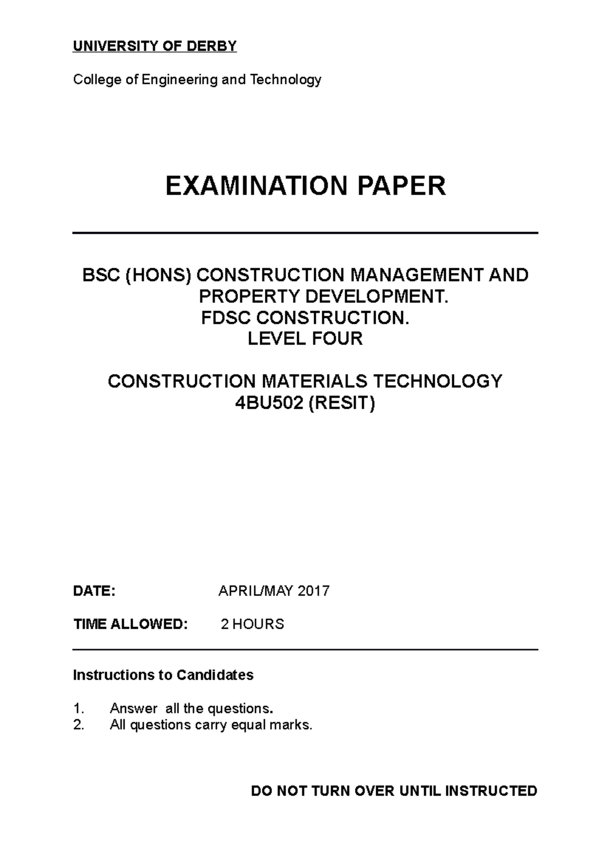 4BU502 April-MAY 2017 (Resit) - College of Engineering and Technology ...