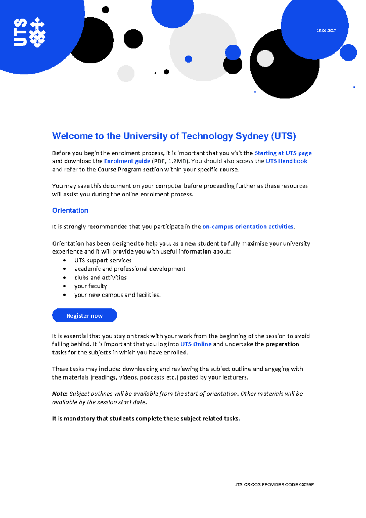 Course-enrolment-information - UTS CRICOS PROVIDER CODE 00099F Welcome to the University of ...