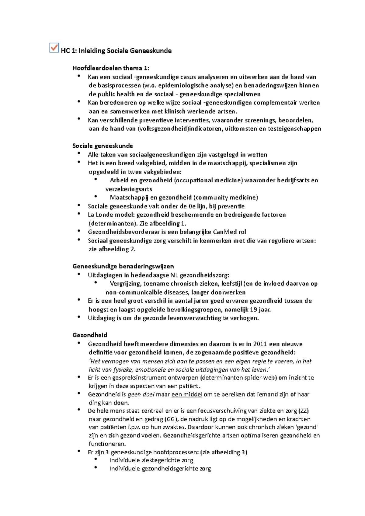 G3vkd Uitwerking Hoorcolleges Thema 1 Sociale Geneeskunde Hc 1