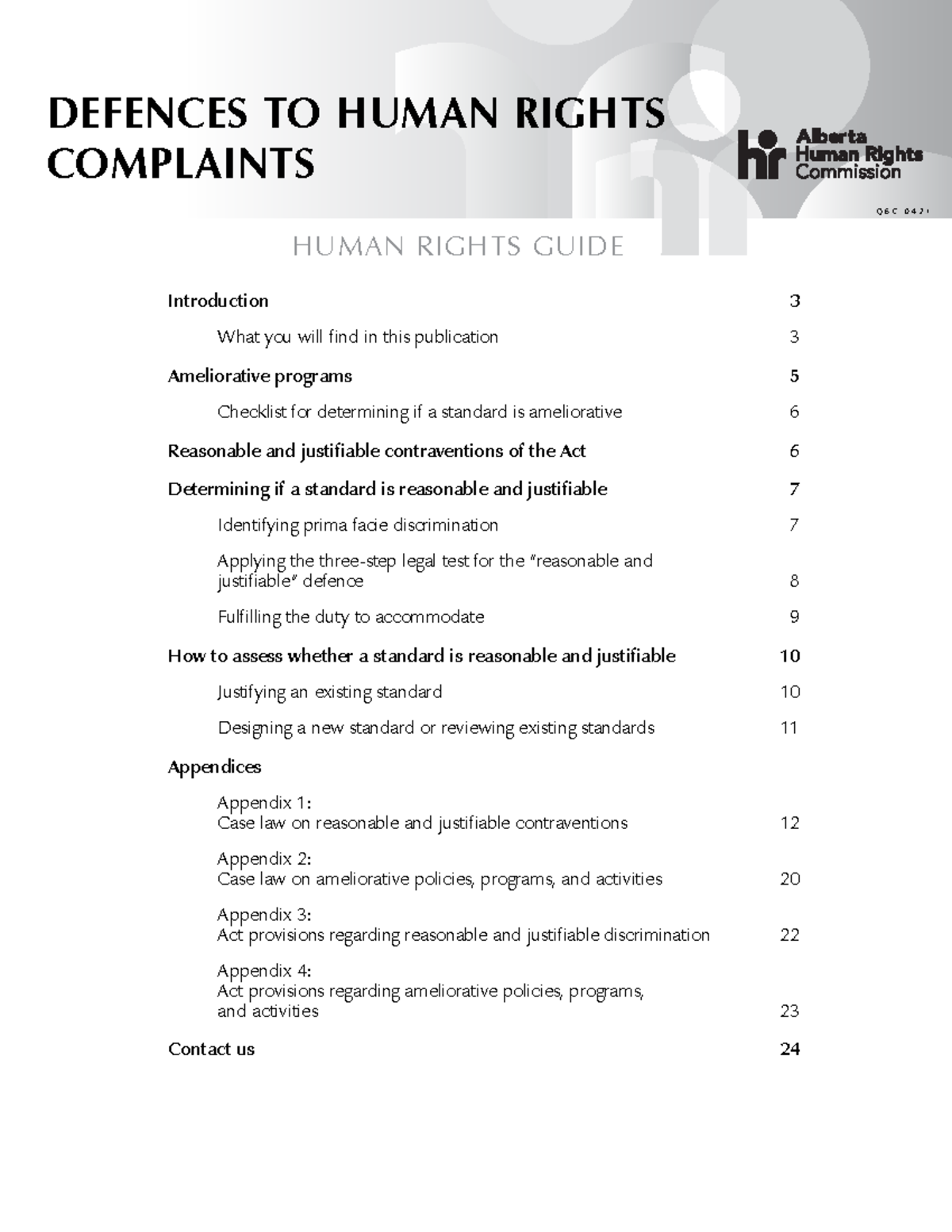 Defences to human rights complaints (April 2021) - A P R I L 2 0 2 1 Q ...
