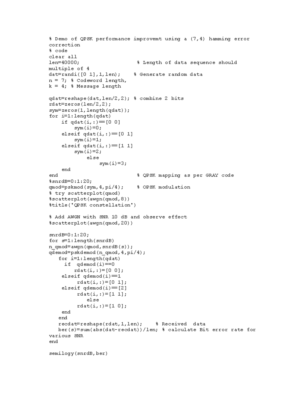 Demo of Coded QPSK performance improvement - % Demo of QPSK performance ...