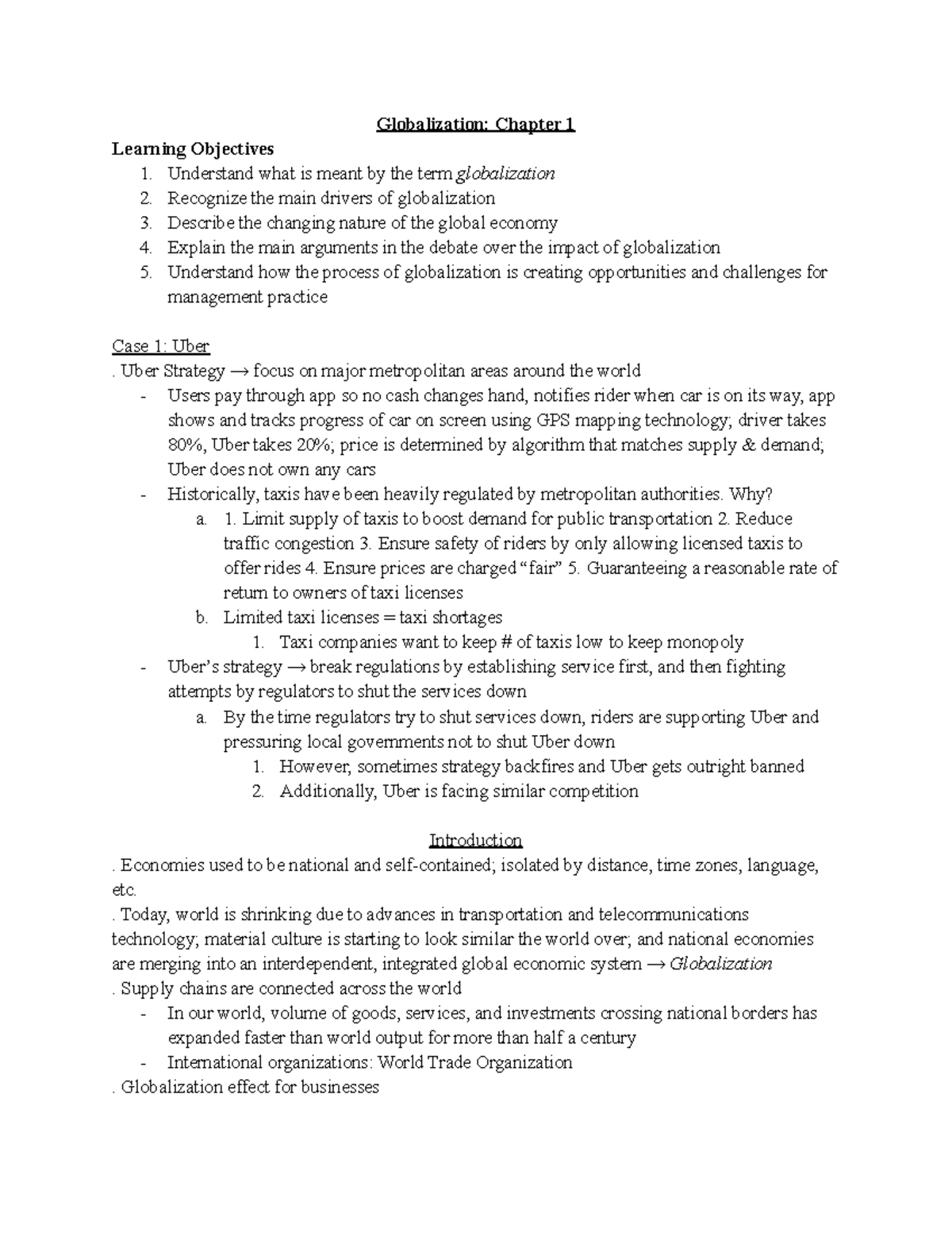 Chapter 1 - Globalization: Chapter 1 Learning Objectives Understand ...