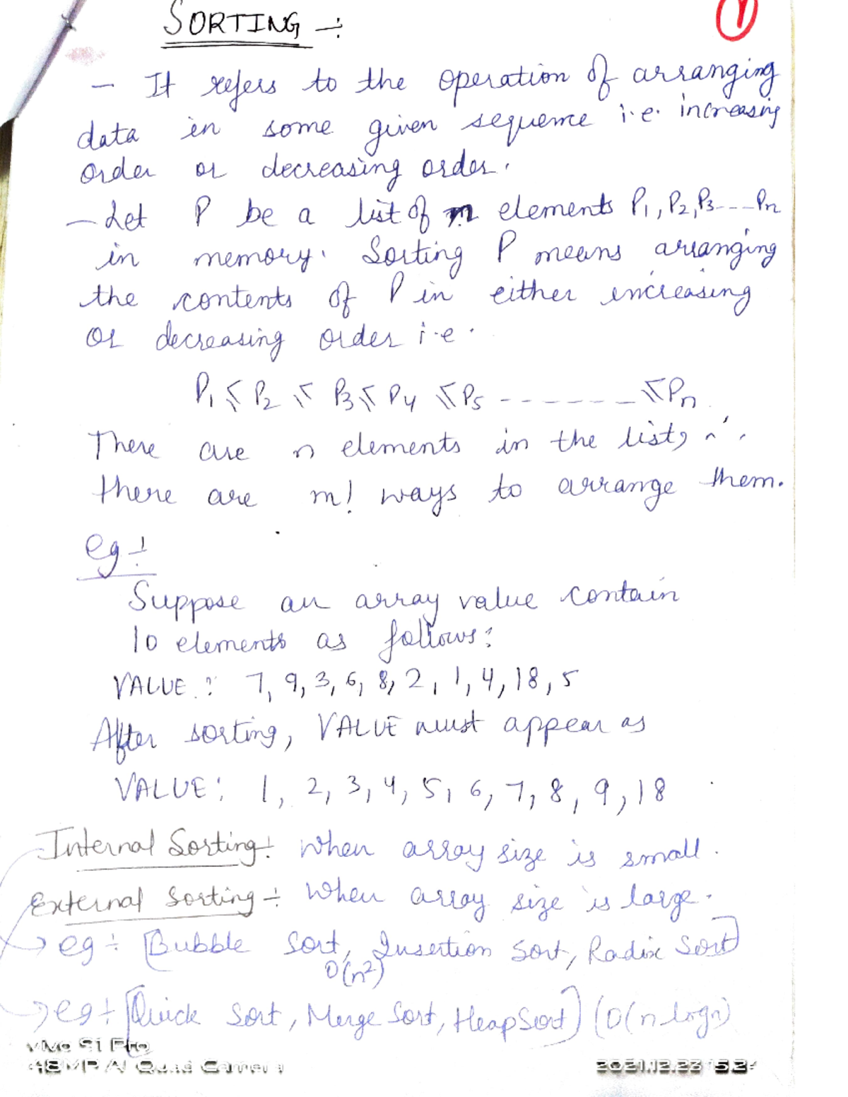 Sorting Part 1 - CNVJHDGFJGKHGXHK,N, - SORTIN es ohe epeNatuon d ...