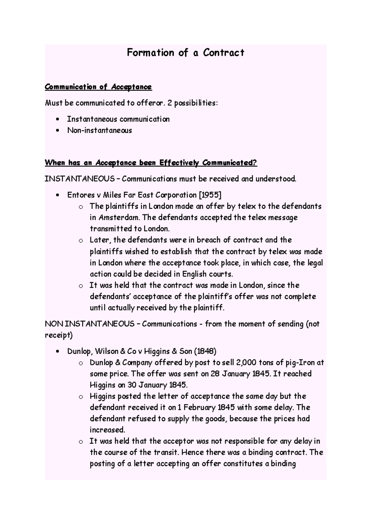 6. Formation of a Contract - Formation of a Contract Communication of ...