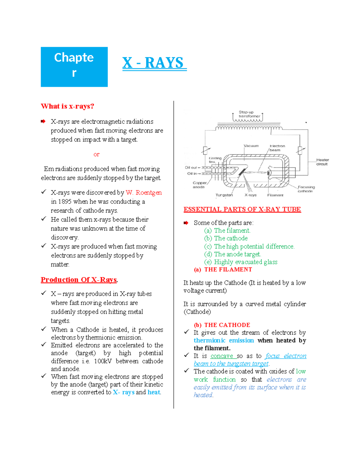 X - RAYZ - Simplified notes - X - RAYS What is x-rays? X-rays are ...