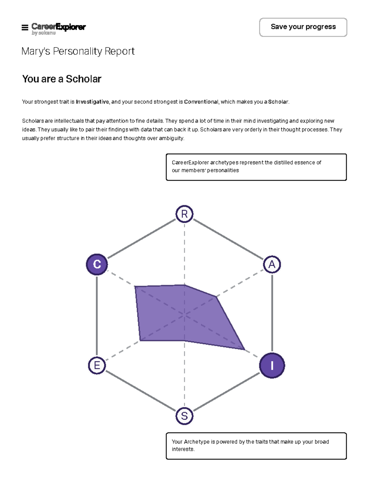 Your Personality Report ‐ Career Explorer - Mary's Personality Report ...