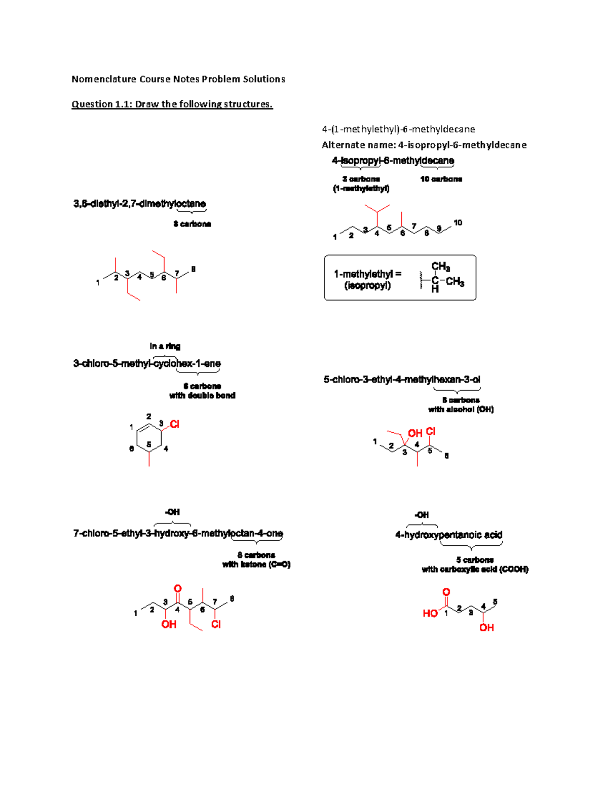1-Nomenclature - Organic Chemistry Lecture notes 1 - solutions (Organic ...