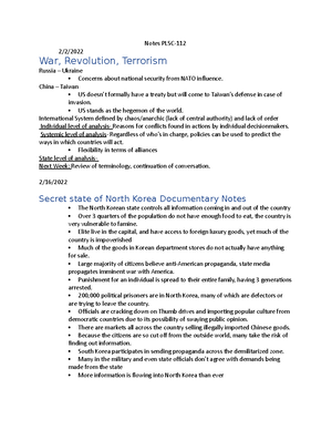 5 - War, Revolution and Terrorism detailed notes. Good for exam ...