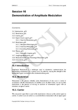 Session 23 - Sampling - DMX4411 Unit 3: Discrete-Time signals 62 Session 23 Sampling Contents 23 ...