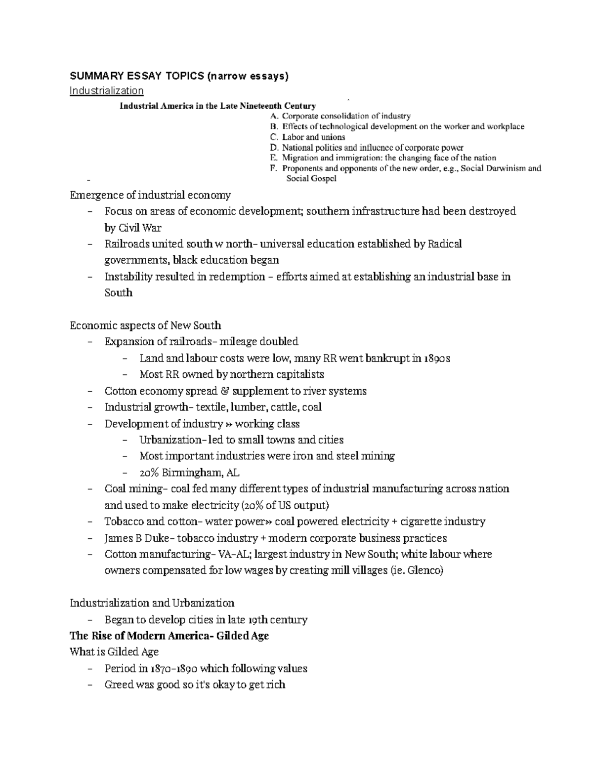 HIST 106 - Exam 1 Study - exam 1 notes- Harris - SUMMARY ESSAY TOPICS ...