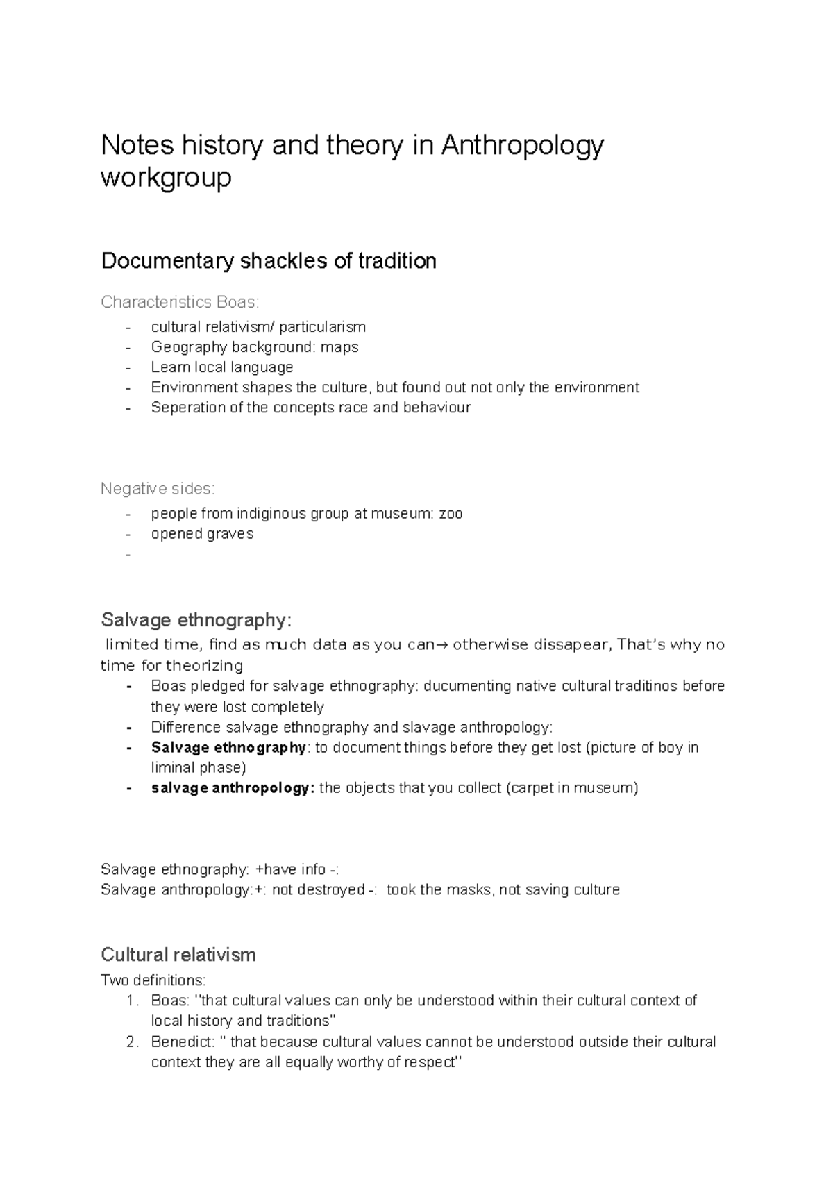 Workgroup Notes history and theory in Anthropology - Notes history and ...