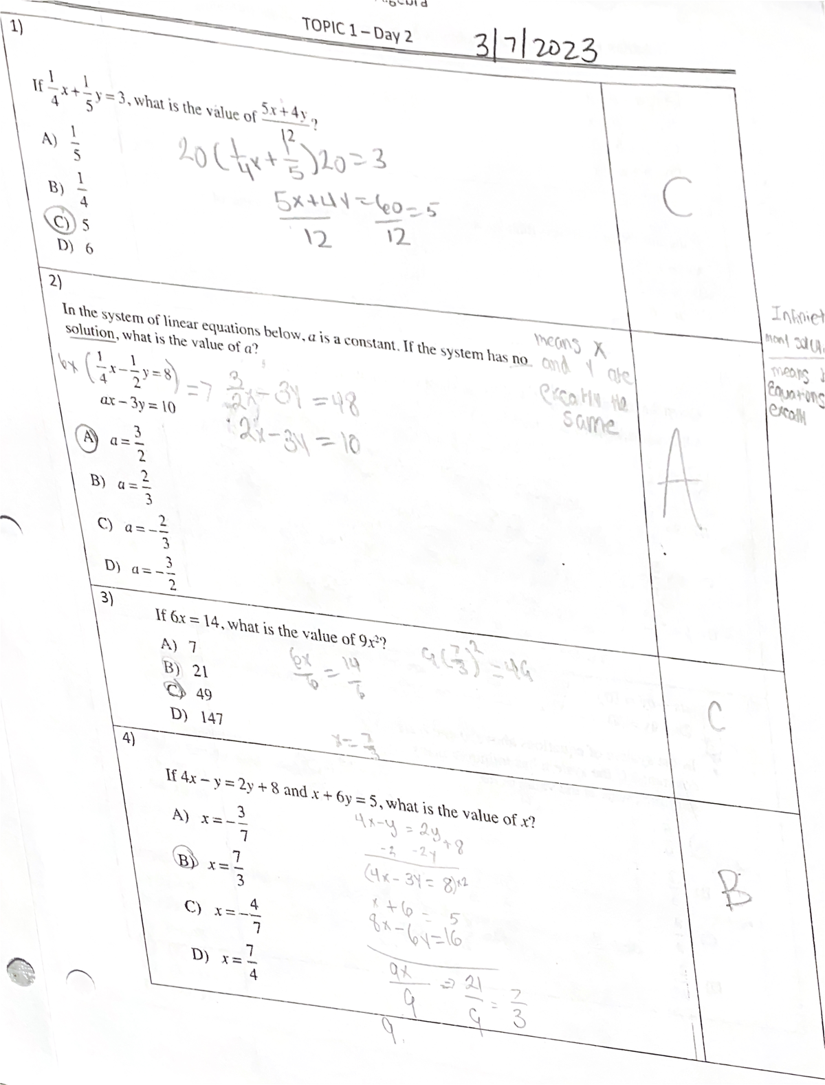 3 7 2023 SAT - Heart of Algebra - day 2 (Mar 13, 2023 at 7 06 PM) - Studocu