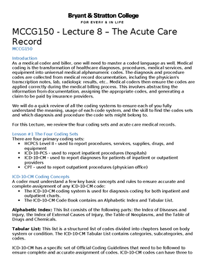Lecture 7 - Coding for Rehabilitation - MCCG150 - Lecture 7 - Rehabilitation, Diagnostic ...