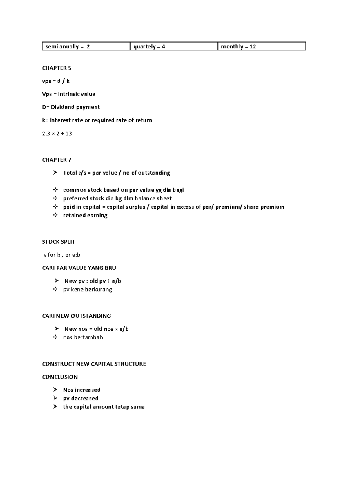 FIN533- NOTES (2023) - semi anually = 2 quartely = 4 monthly = 12 ...
