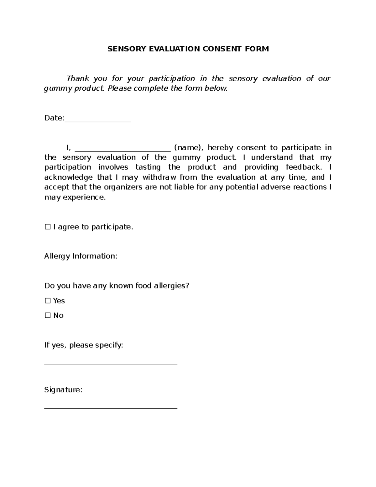 Waiver -Group-6 - gfygfygdtr werwaytig we - SENSORY EVALUATION CONSENT ...