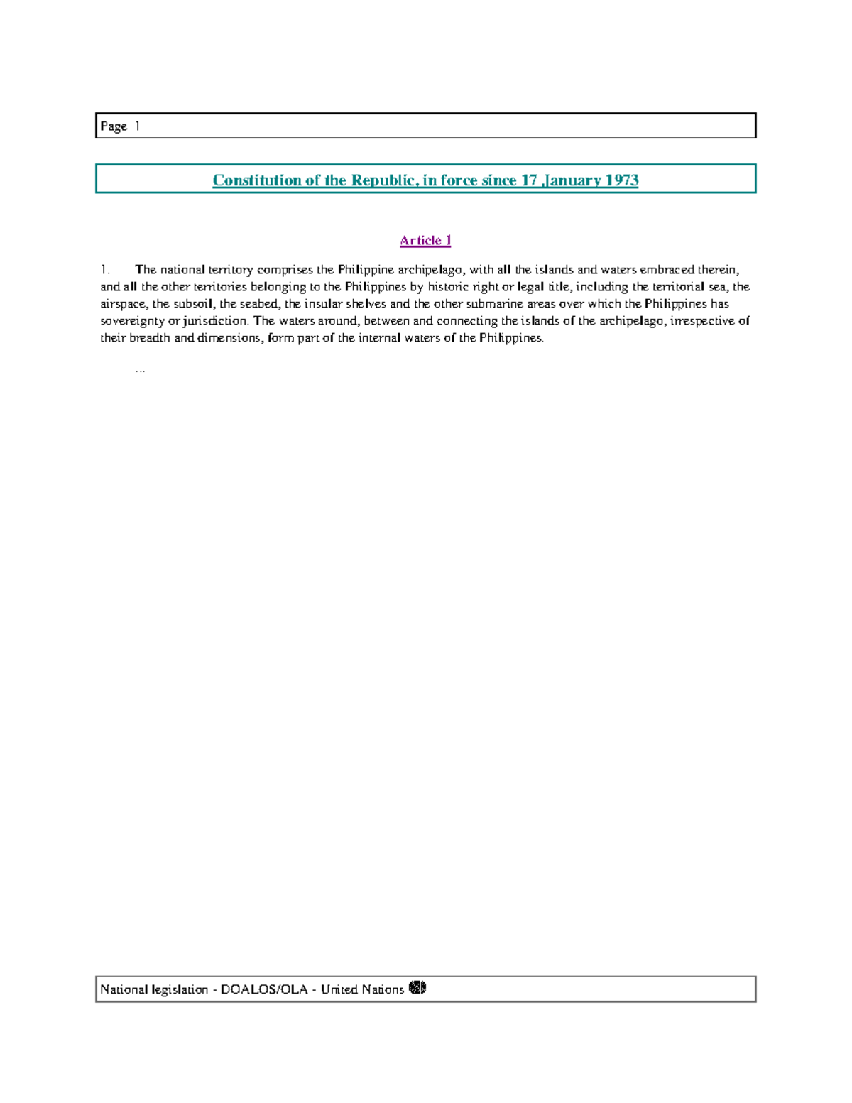 PHL 1973 Constitution - Hhgg - Page 1 National legislation - DOALOS/OLA ...