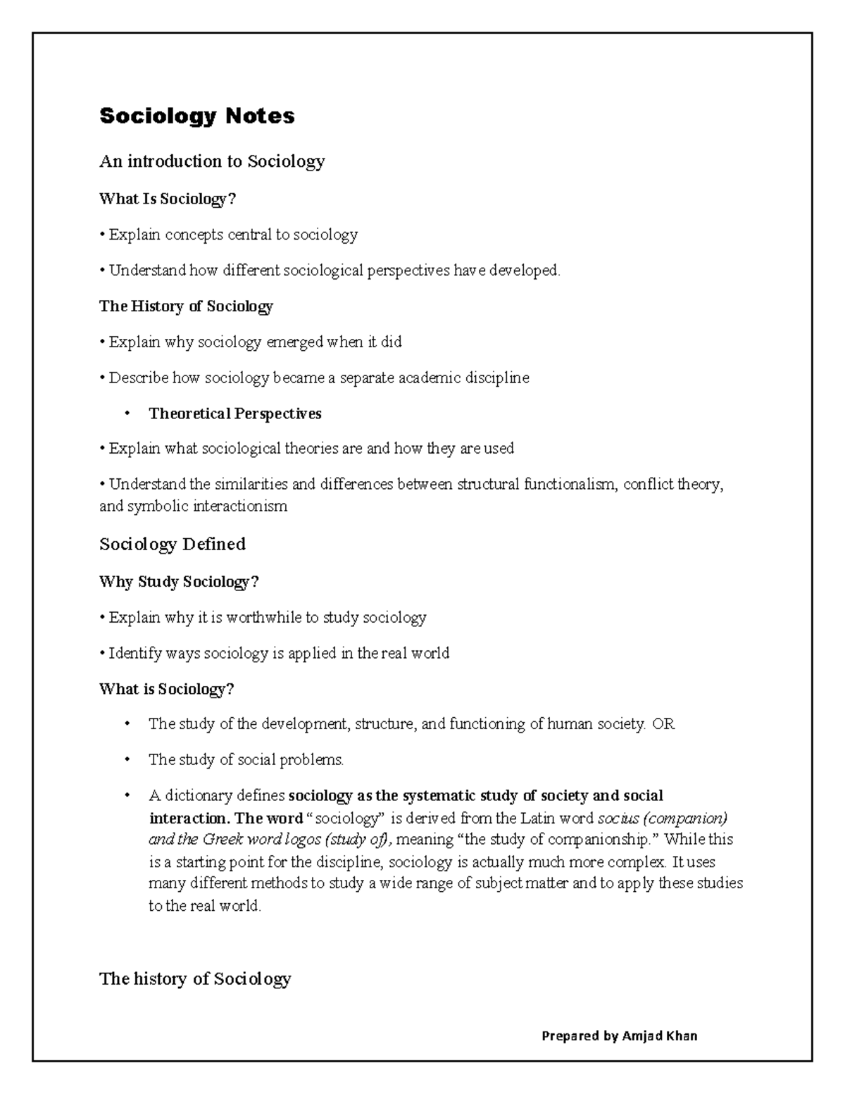 Sociology notes - This is miner subject for BS English - Sociology ...
