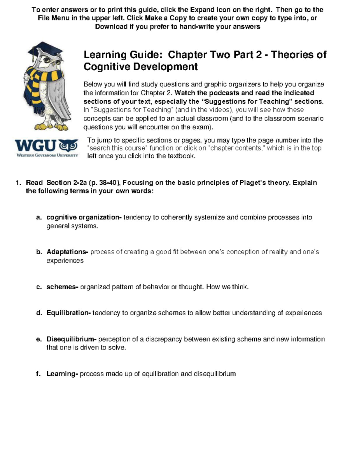 Chapter 2 Part 2 Learning Guide - C913 - WGU - Studocu
