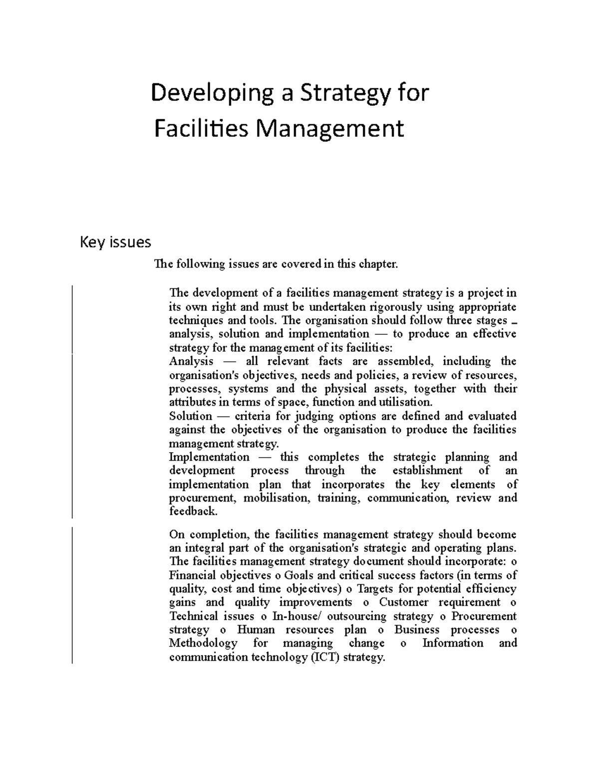 Chapter 2 - Developing strategy for facilities management - Developing ...