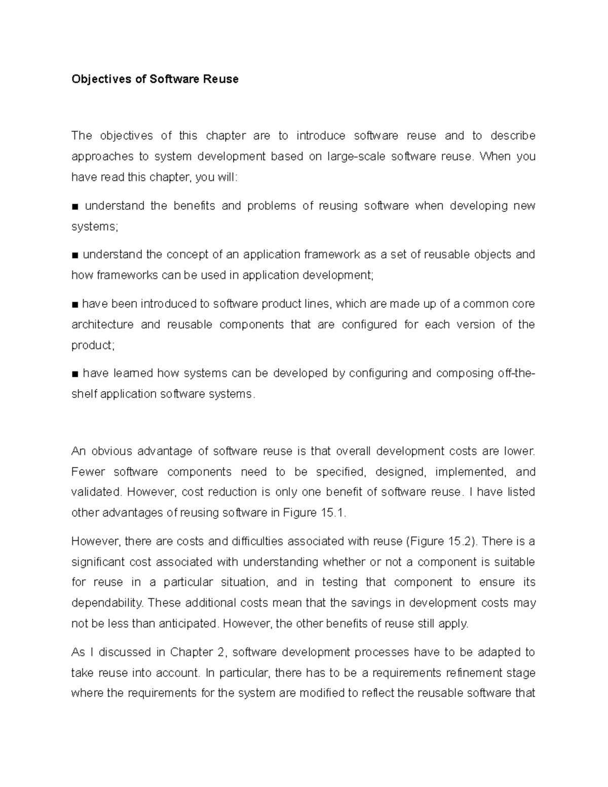 Objectives of Software Reuse - When you have read this chapter, you ...