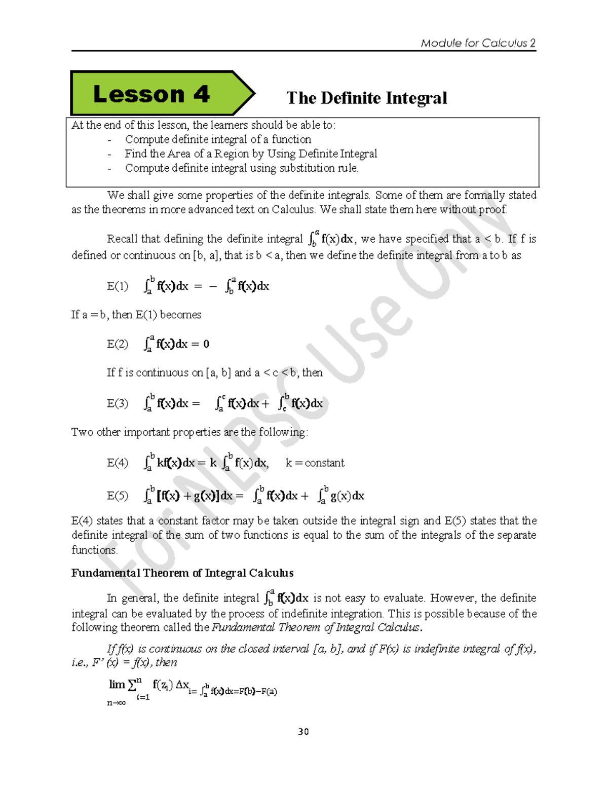 Calculus 2 - Lesson a-4 - The Definite Integral At the end of this ...