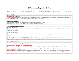 EDTPA Task 1 Biology - Task 1: Planning Commentary TASK 1: PLANNING ...