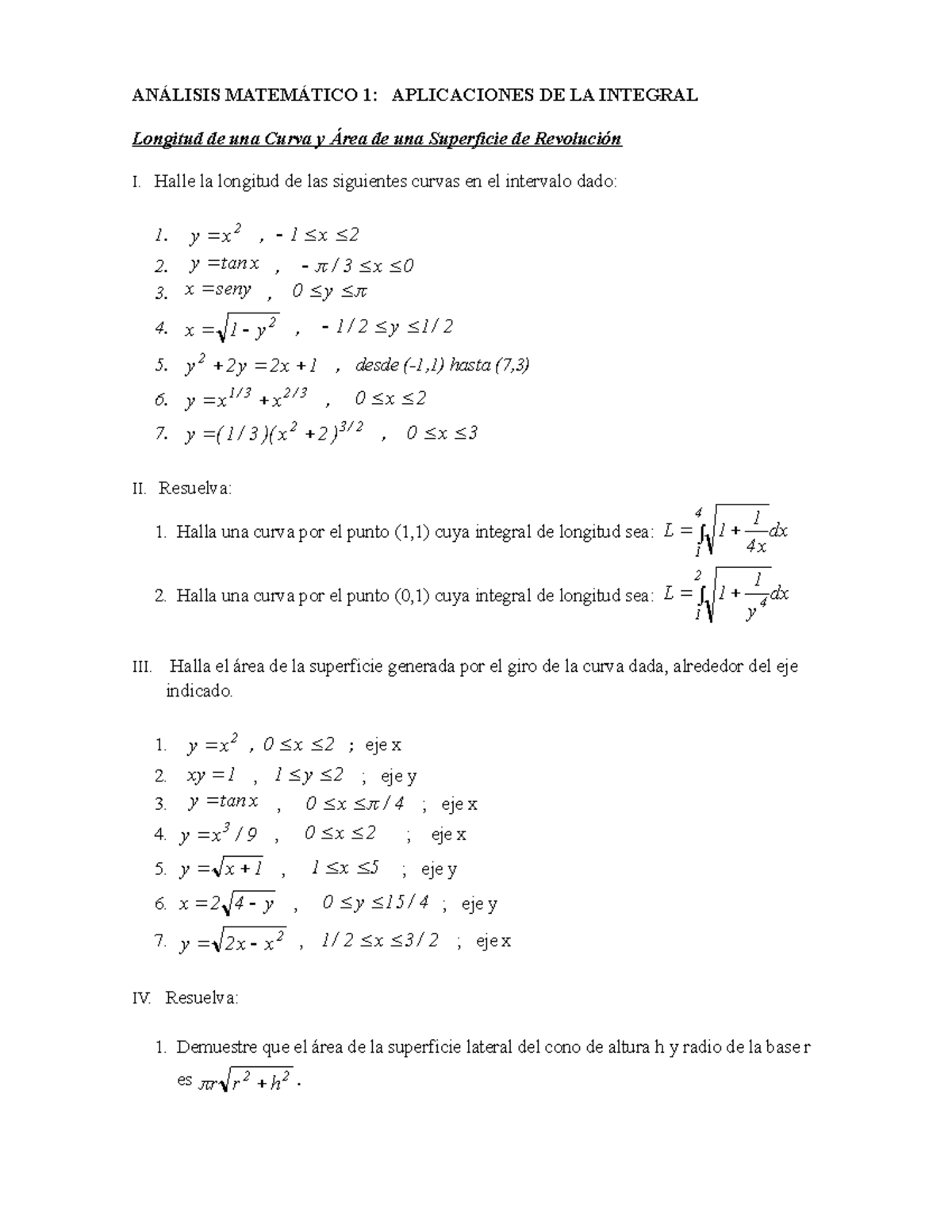 A1 - Int Aplic 2 - ANÁLISIS MATEMÁTICO 1: APLICACIONES DE LA INTEGRAL ...