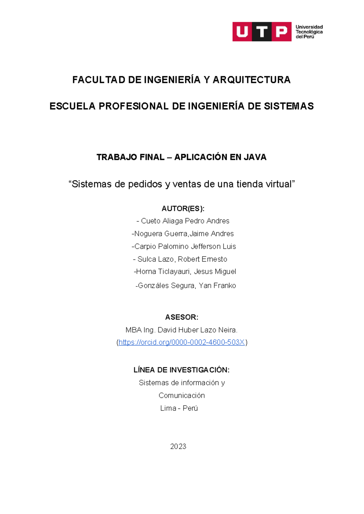 Grupo 2 Trabajo Final en Java 2023 - FACULTAD DE INGENIERÍA Y ...