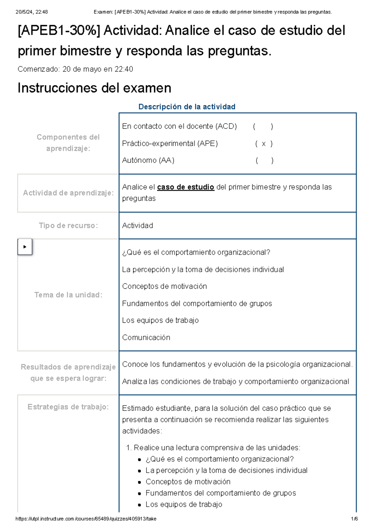 Examen [APEB 1-30%] Actividad Analice el caso de estudio del primer bimestre y responda las ...