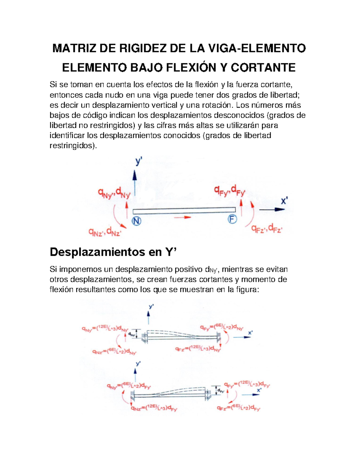 Matriz DE Rigidez DE LA VIGA Asentamiento Apoyo - MATRIZ DE RIGIDEZ DE ...