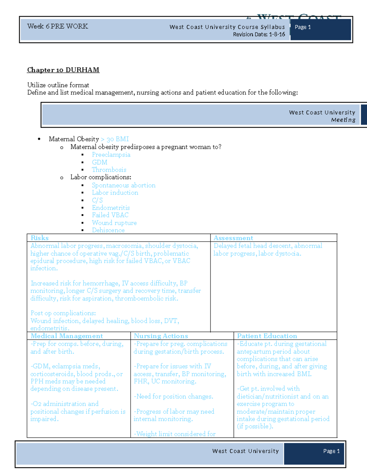 Week 6 Prework - Week 6 pre-work - We st C o a st U n iv e r si t y Co ...