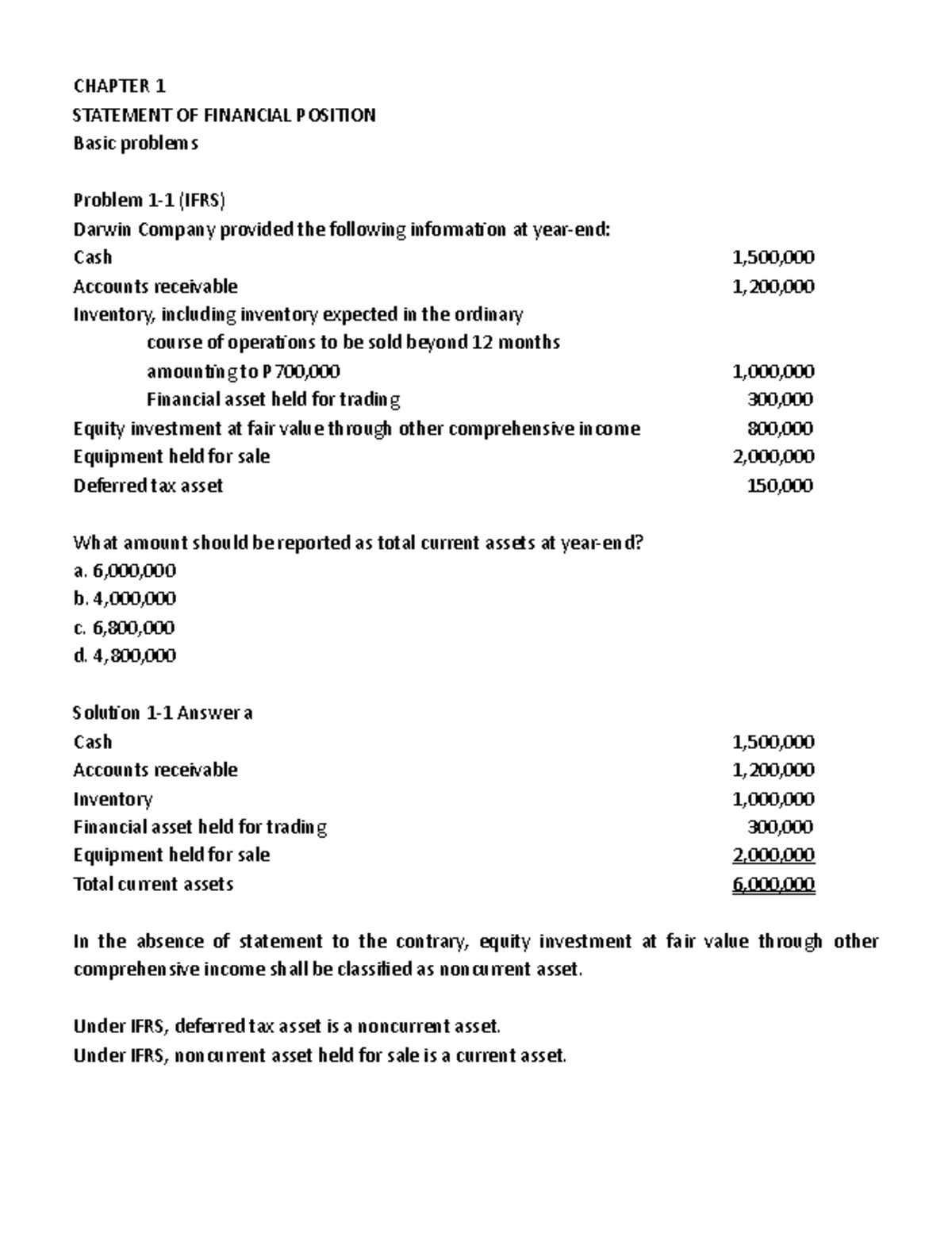 FINANCIAL ACCOUNTING Chapter 1 CHAPTER 1 STATEMENT OF FINANCIAL