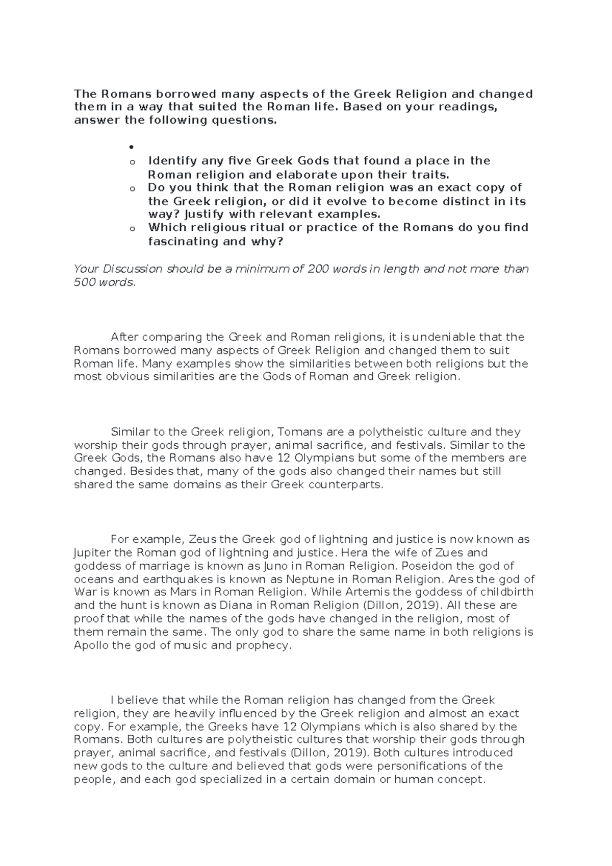 Greek and roman civilization discussion 7 - The Romans borrowed many ...