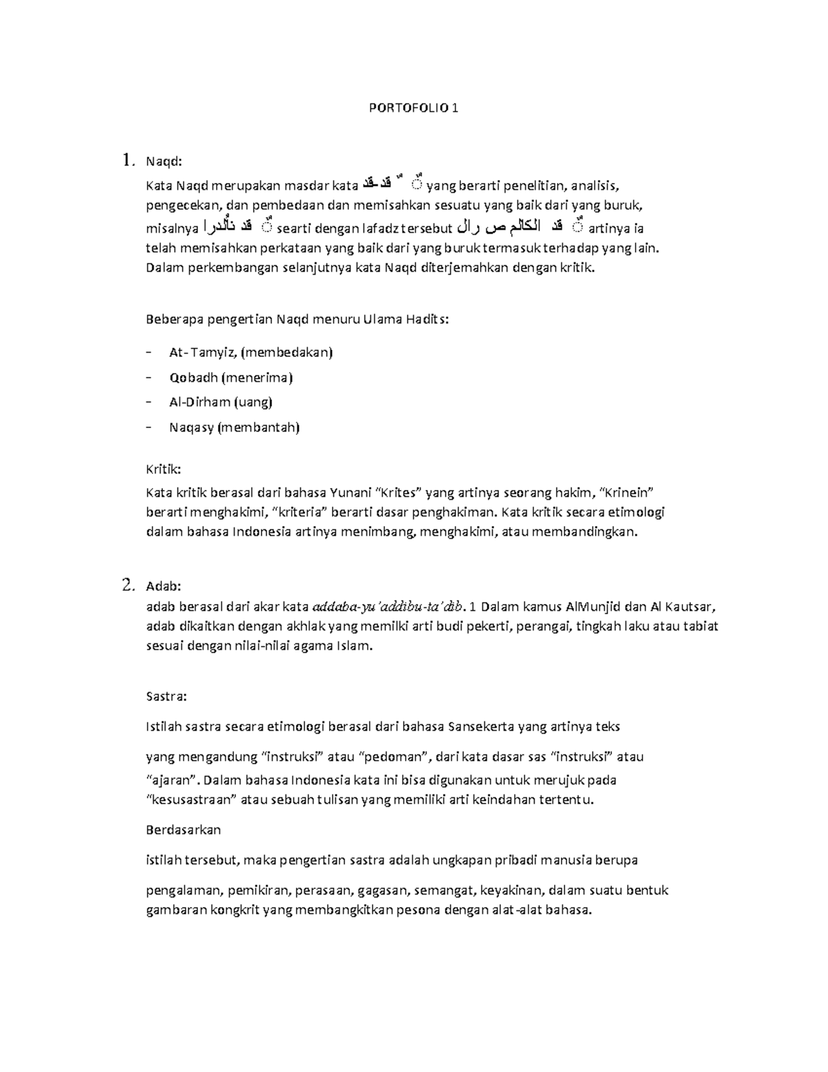 Puisi, cerpen, prosa, novelette - PORTOFOLIO 1 1. Naqd: Kata Naqd ...