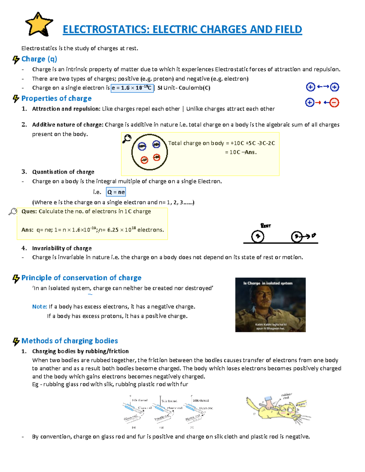 Electric Charges and Fields (New MCQ) - ELECTROSTATICS: ELECTRIC ...