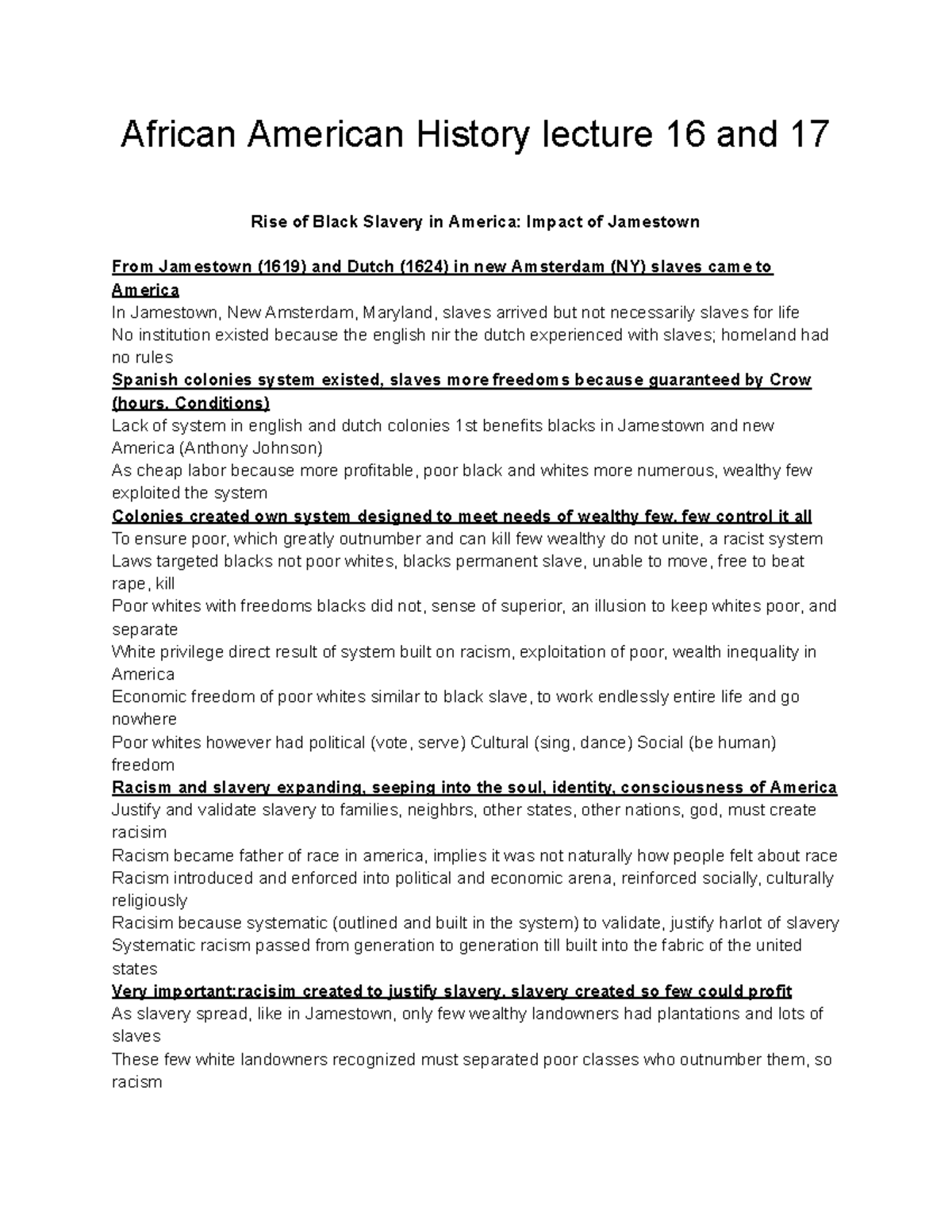 African American History lecture 16 and 17 - When black people majority ...