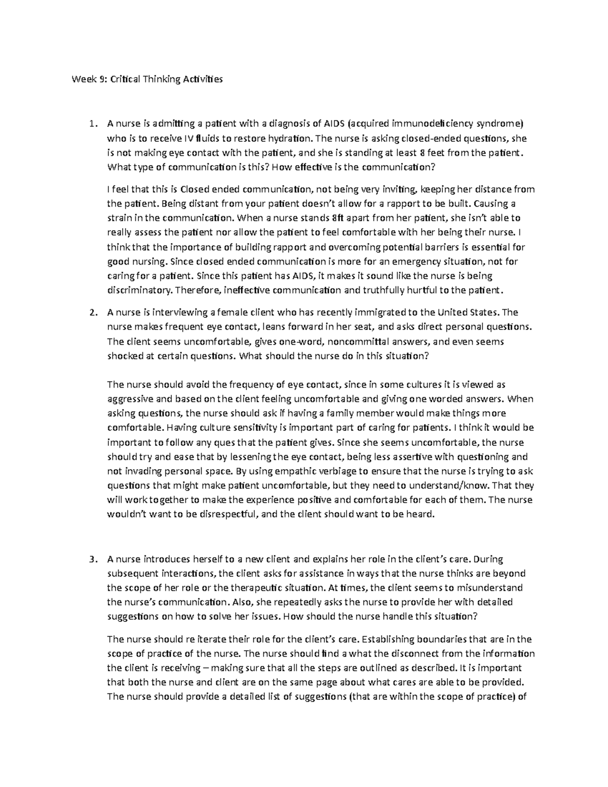 Critical Thinking Wk 9 - writing assignment - Week 9: Critical Thinking ...