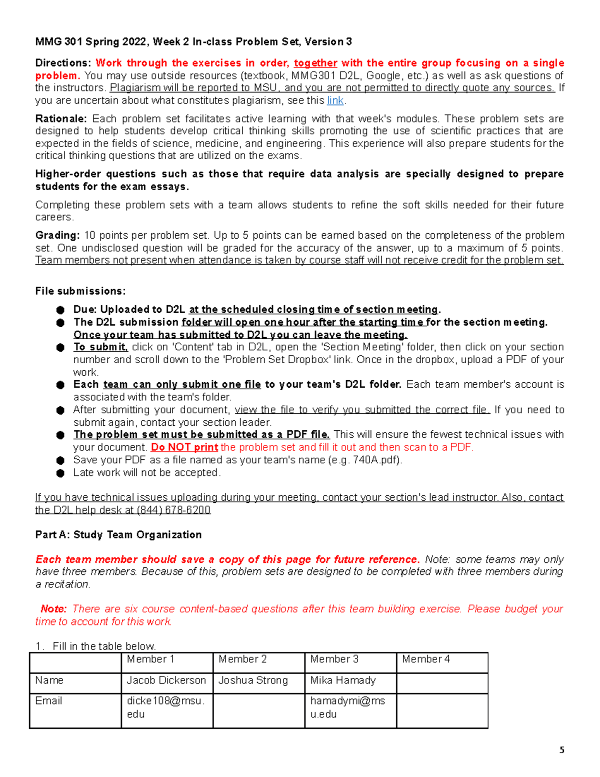 MMG301 Problem Set - MMG 301 Spring 2022, Week 2 In-class Problem Set, Version 3 Directions ...