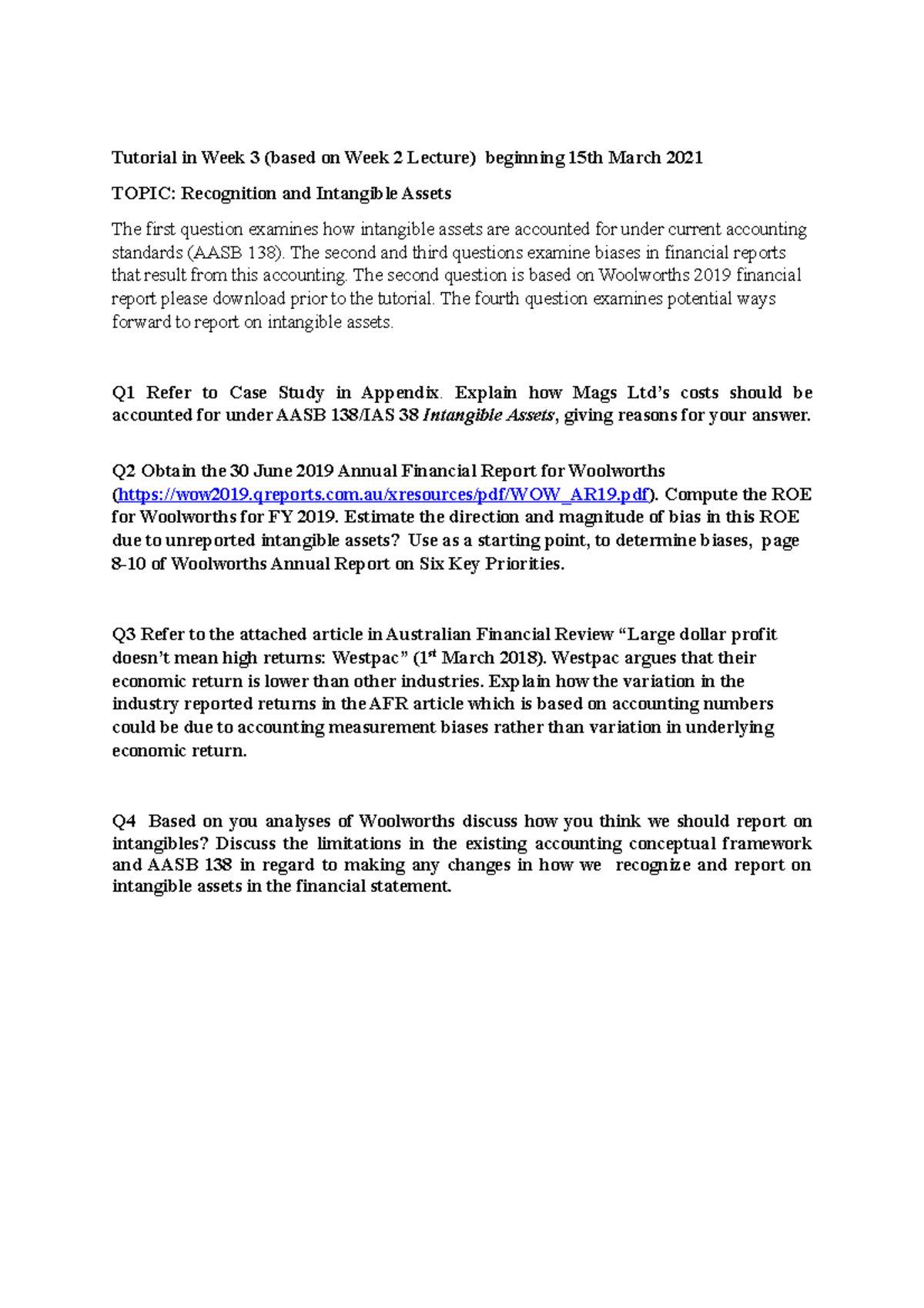 Week3 Tutorial Questions Recognition-1 - Tutorial in Week 3 (based on Week 2 Lecture) beginning ...