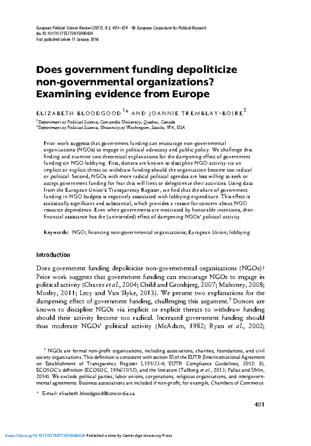 Div class title does government funding depoliticize non governmental ...
