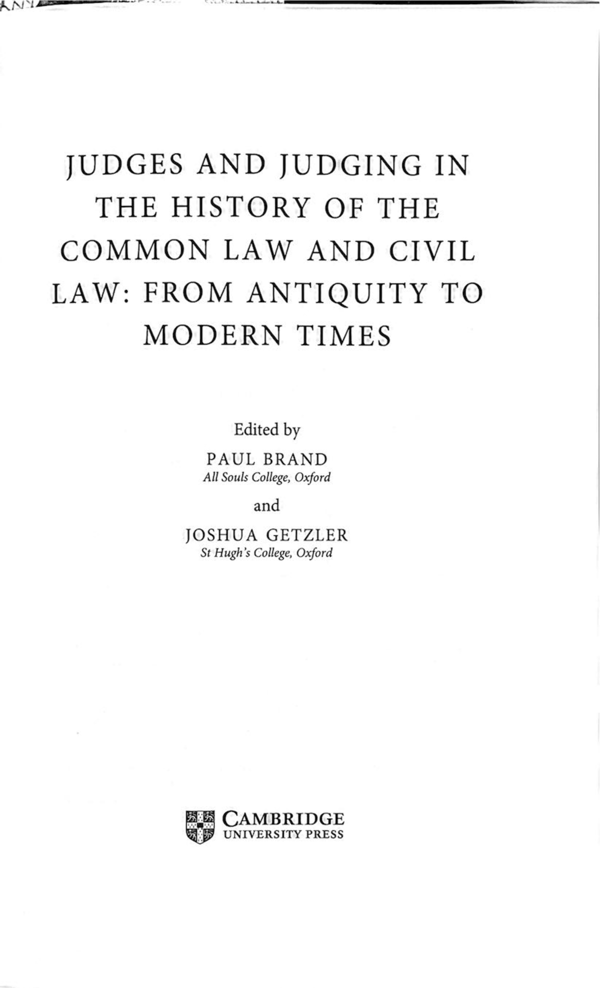 Brand - Judges and Judging 1176-1307 - HISTORY/ LEGAL ST 476 - Studocu