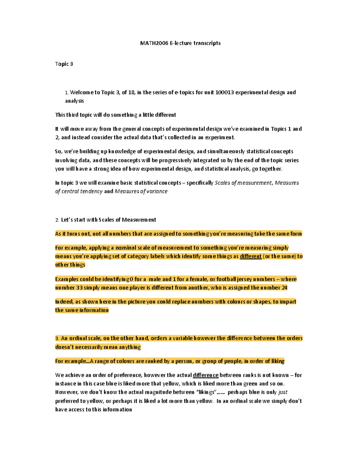 Math week 2 - LECTURE NOTES - MATH2006 E-lecture transcripts Topic 3 ...