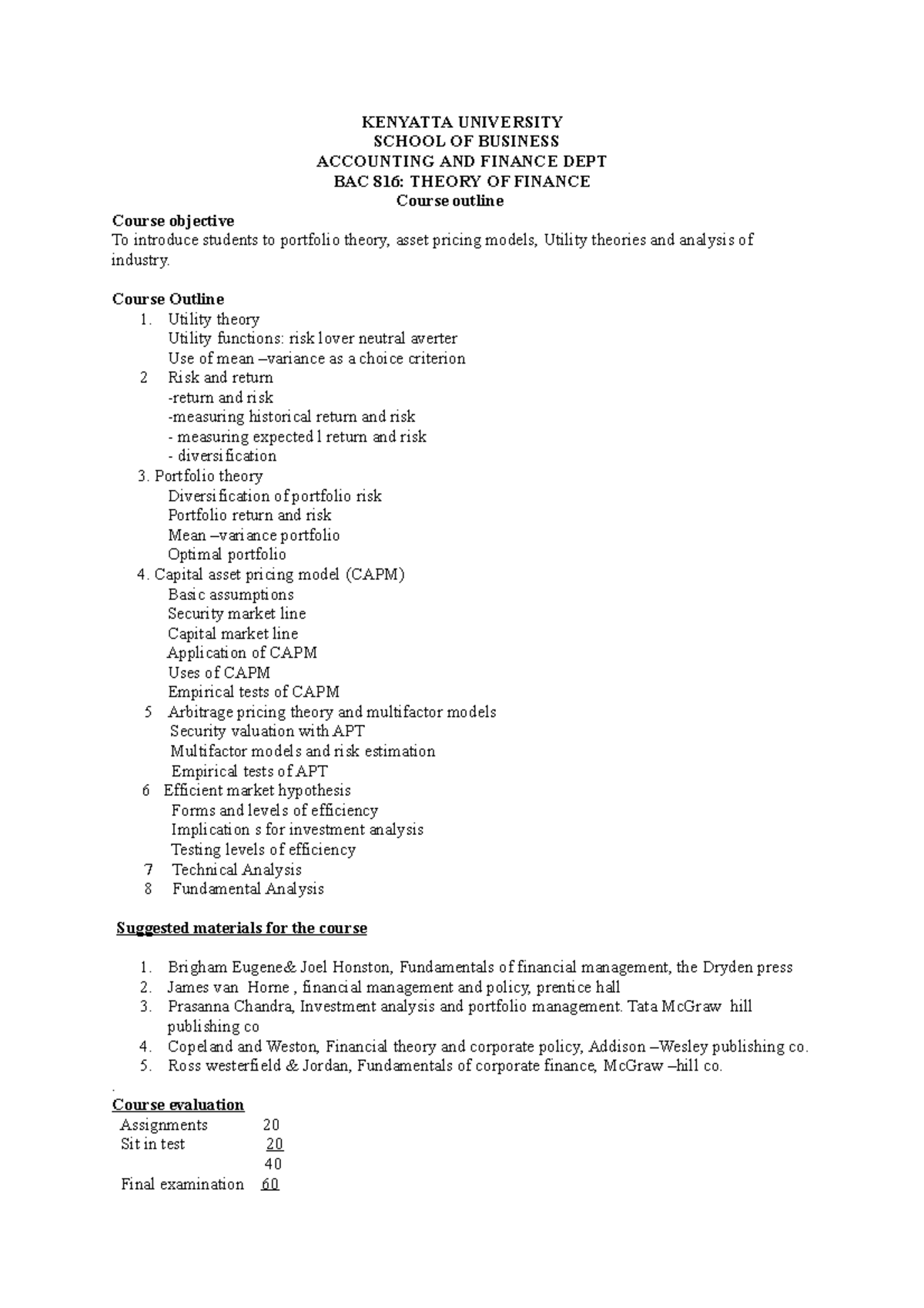 BAC816 Course Outline - business Management - KENYATTA UNIVERSITY ...