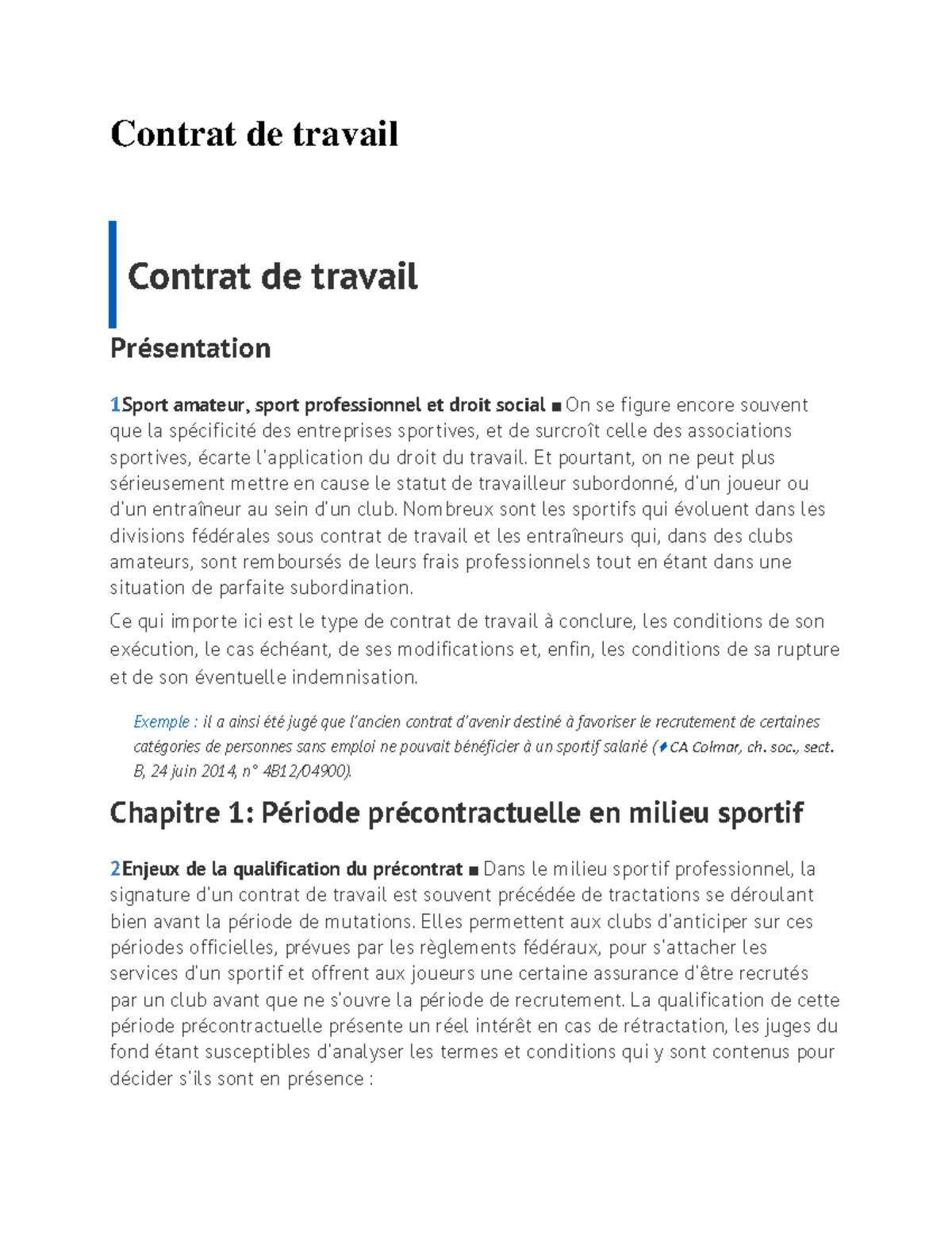 Dictionnaire Permanent - le contrat de travail dans le Sport - Contrat ...