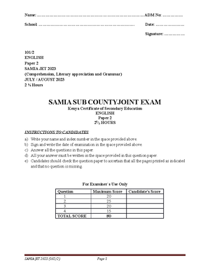 101 FORM 3 PP1 Marking Scheme - ZERAKI EXAM TERM 3 2021 MARKING SHEME ...