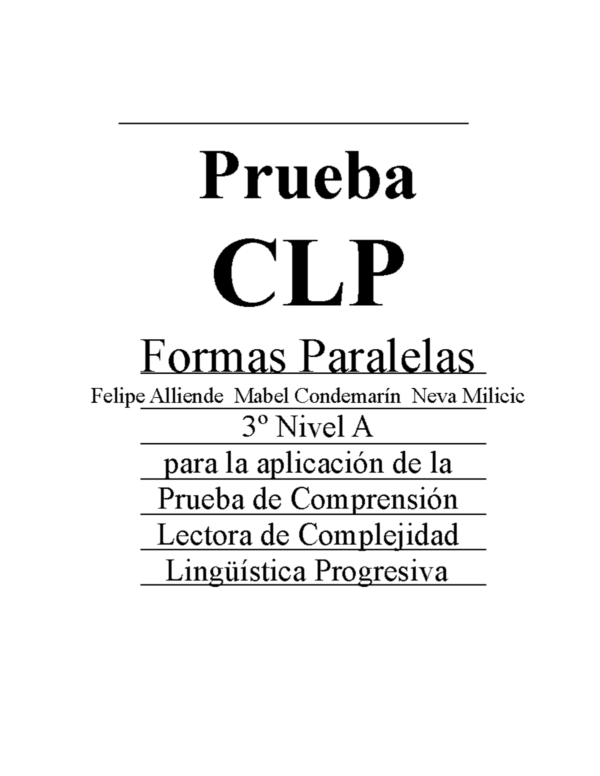 Protocolo CLP 3 A - Test clp - Prueba CLP Formas Paralelas Felipe ...