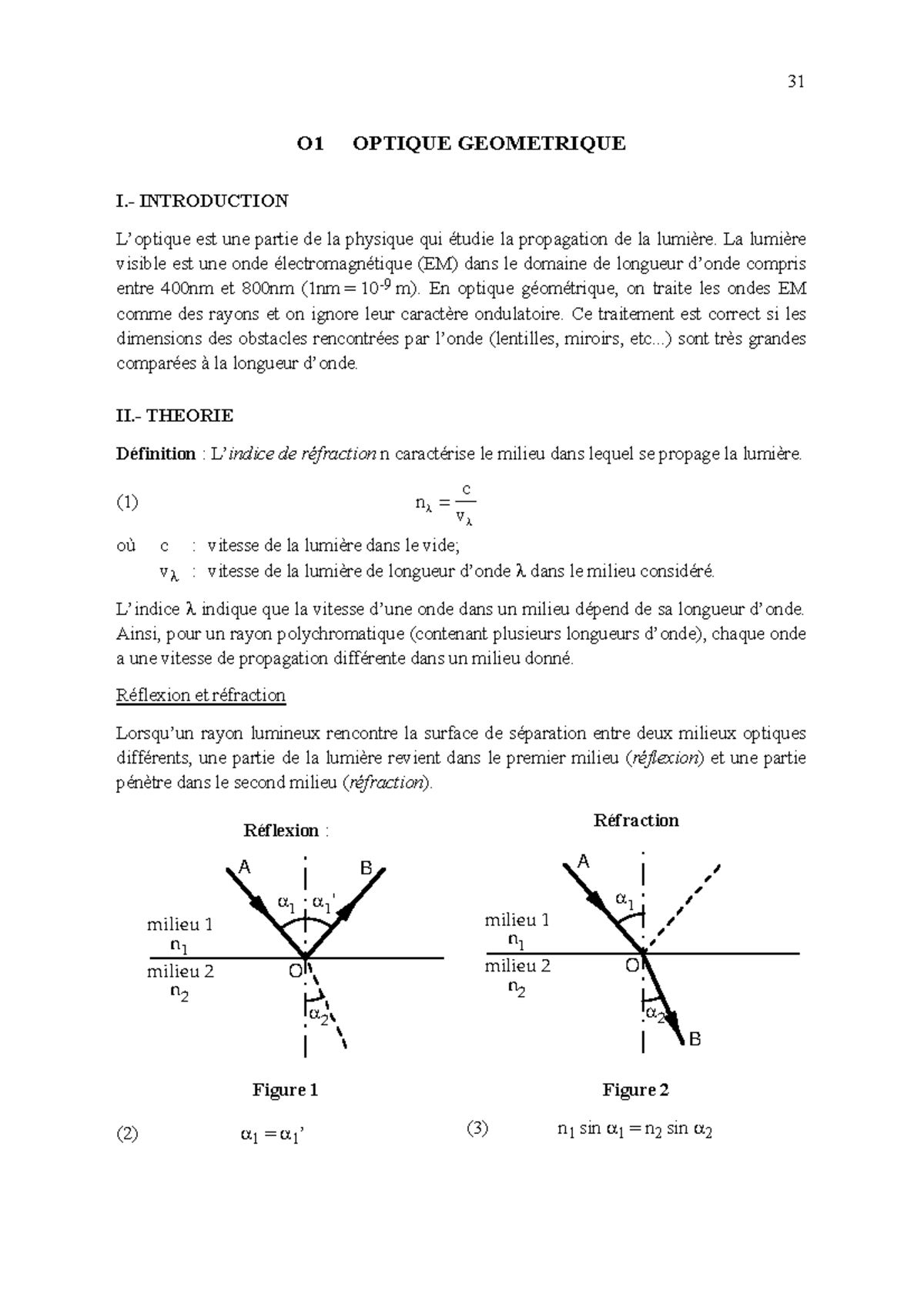 Optique Geometrique Resume 01 - A2 / 5& - Studocu