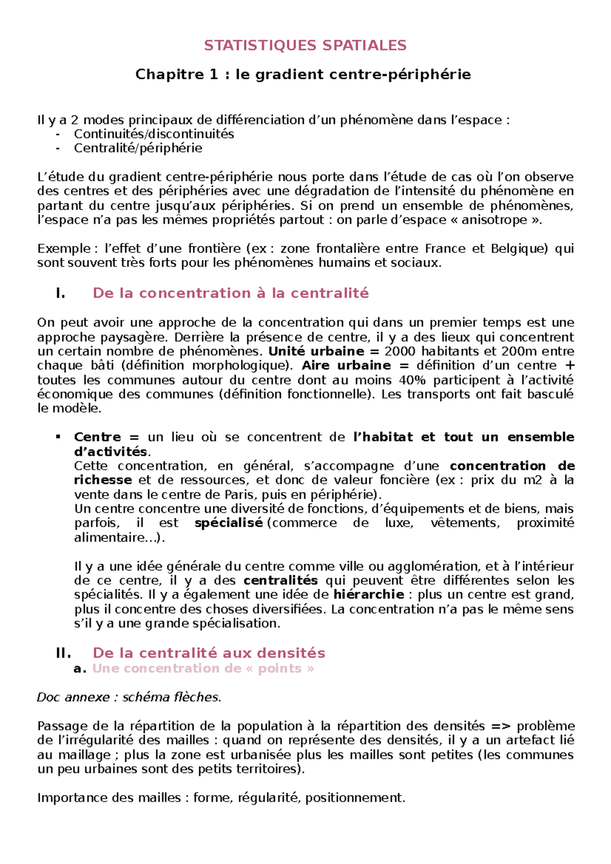 Statistiques Spatiales - STATISTIQUES SPATIALES Chapitre 1 : le ...