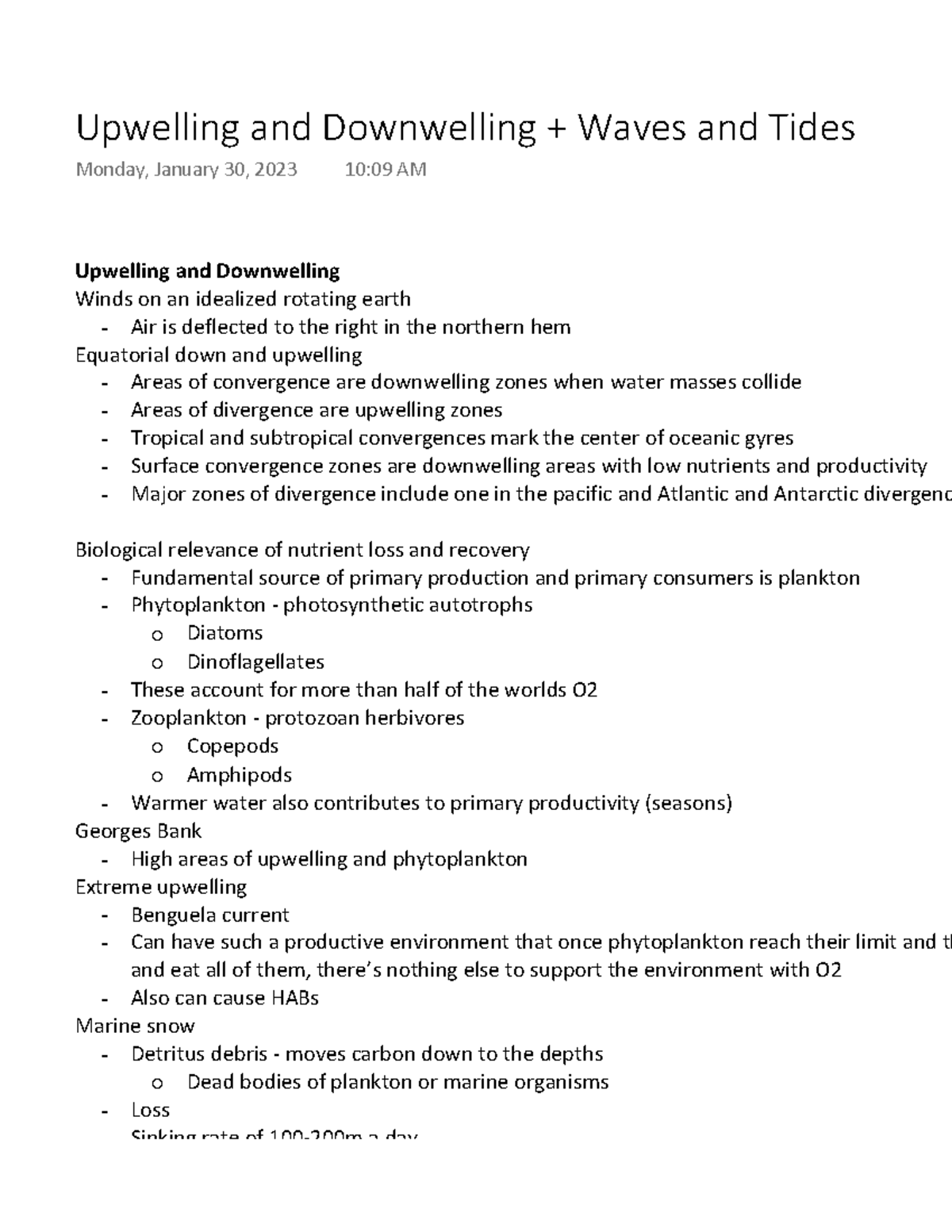 Upwelling and Downwelling + Waves and Tides - Lecture 4 - Upwelling and ...