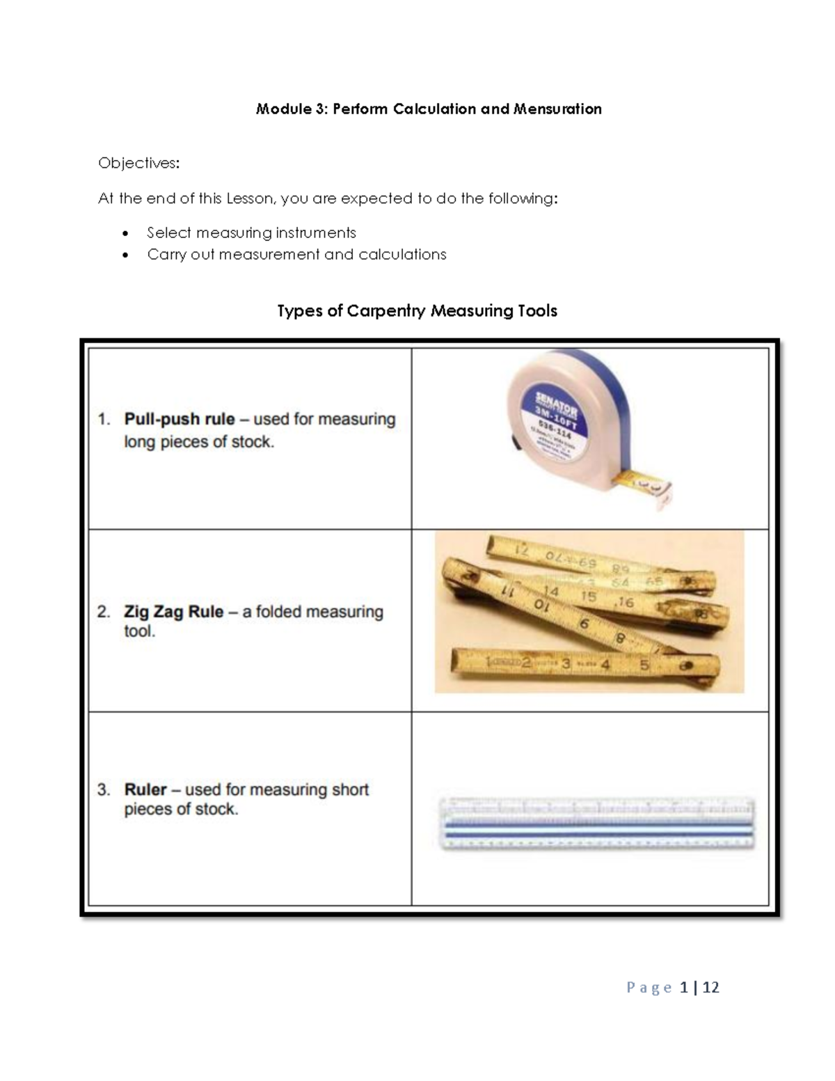 4 Mensuration And Calculation 1 Module 3 Perform Calculation And Mensuration Objectives At